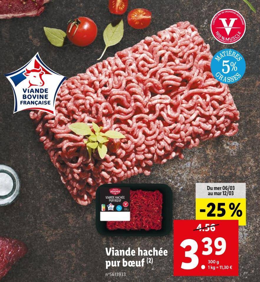 L'étal du Boucher Viande hachée pur bœuf