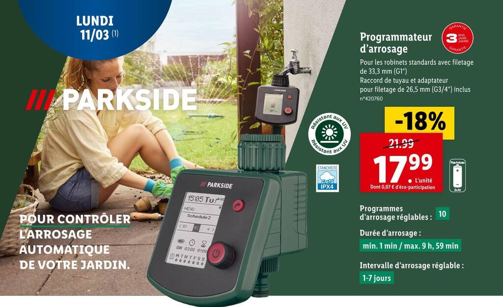 PARKSIDE Programmateur d’arrosage
