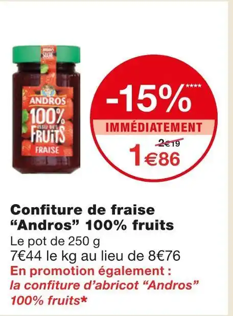 Andros Confiture de fraise 100% fruits