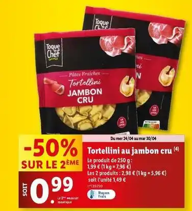 Toque du chef - tortellini au jambon cru