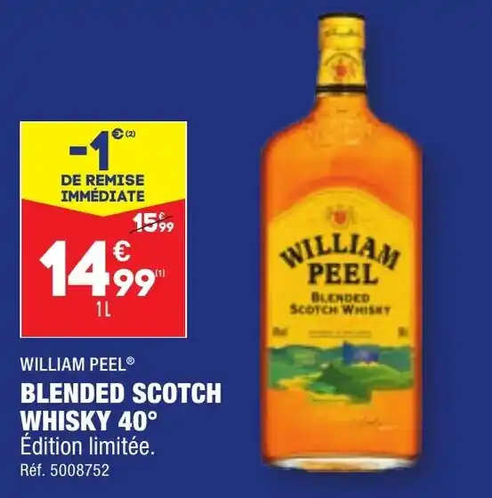 WILLIAM PEEL® BLENDED SCOTCH WHISKY 40° Édition limitée.