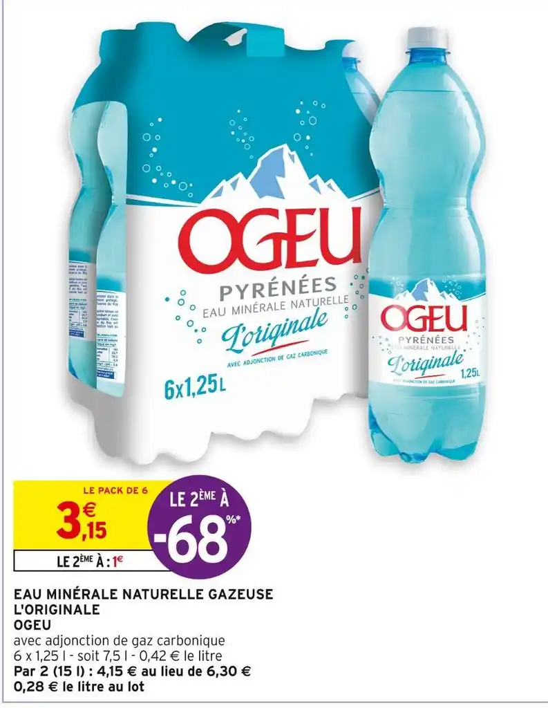 OGEU EAU MINÉRALE NATURELLE GAZEUSE L'ORIGINALE