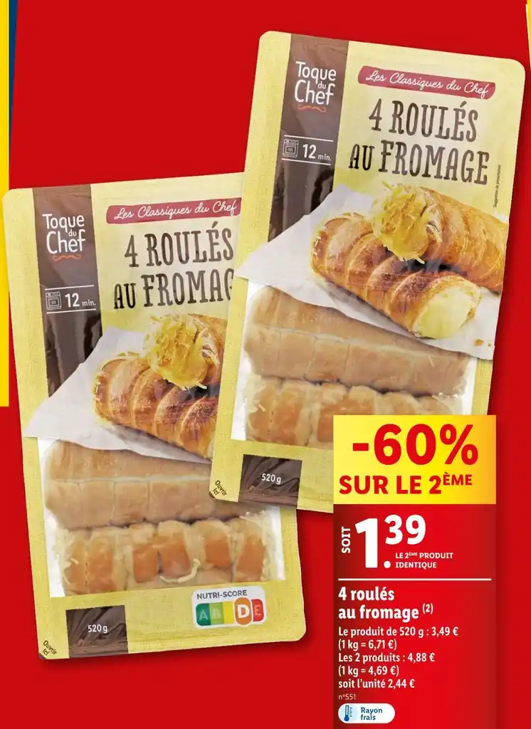 Toque du chef 4 roulés au fromage