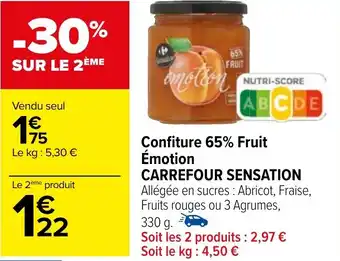 Confiture 65% Fruit Émotion CARREFOUR SENSATION