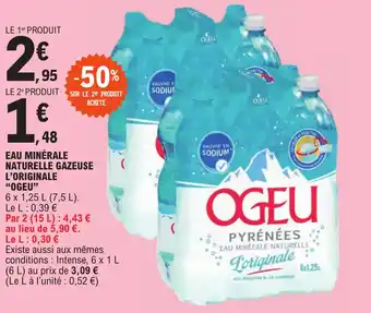 EAU MINÉRALE NATURELLE GAZEUSE L'ORIGINALE "OGEU"