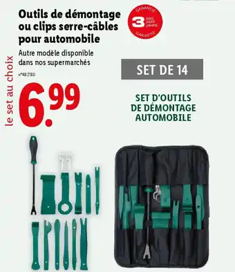 Outils de démontage ou clips serre-câbles pour automobile