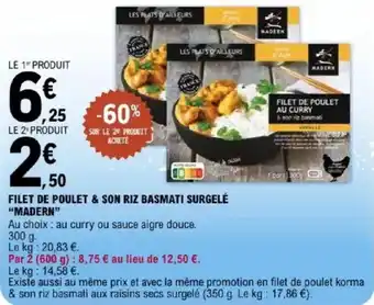 Filet de poulet & son riz basmati surgelé madern 300 g