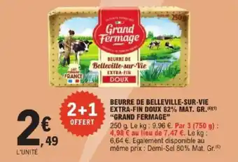 Beurre de belleville-sur-vie extra-fin doux 82% mat. gr. grand fermage ...